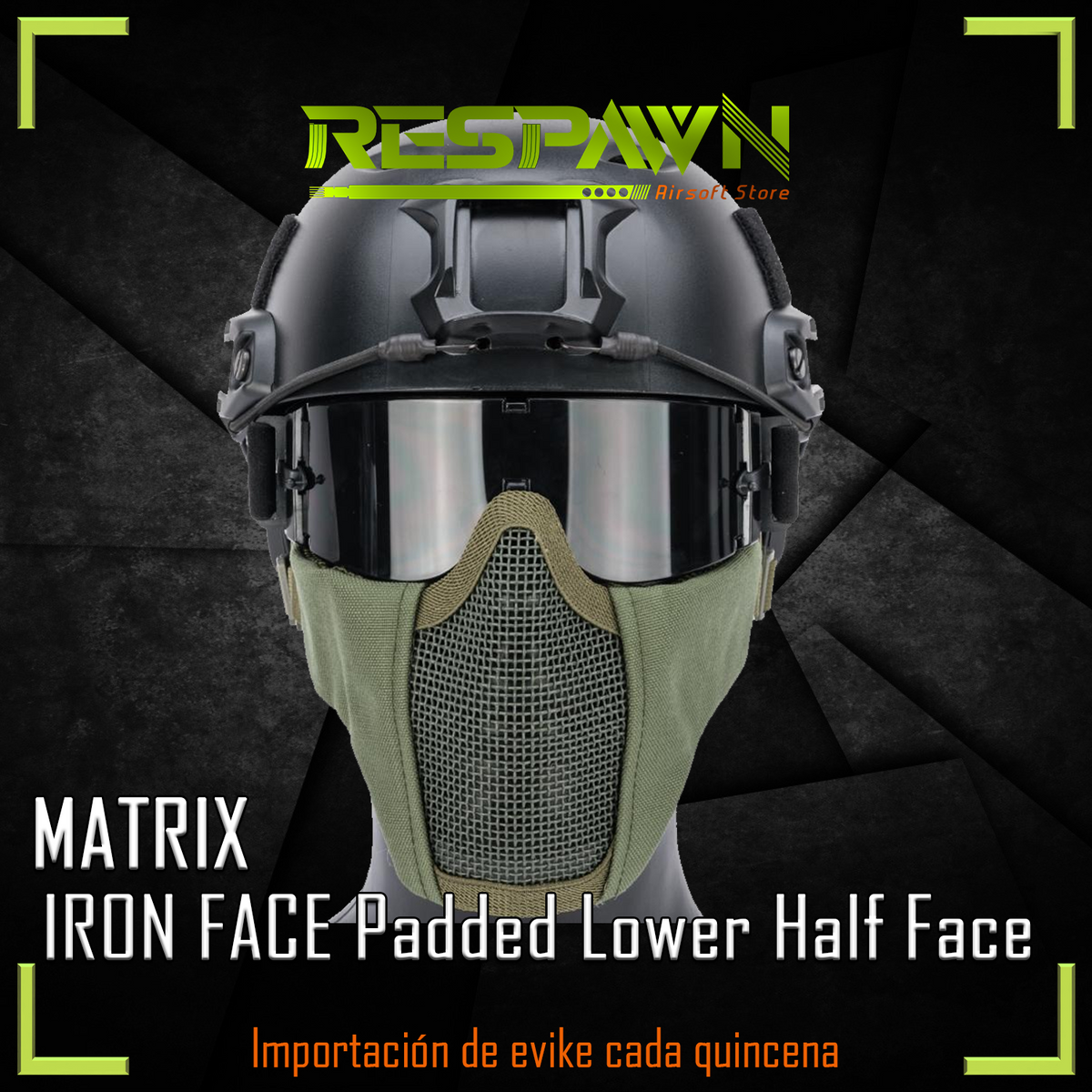 Mask Matrix Low Profile Iron Face Padded Lower Half Face (Color: Od Gr ...